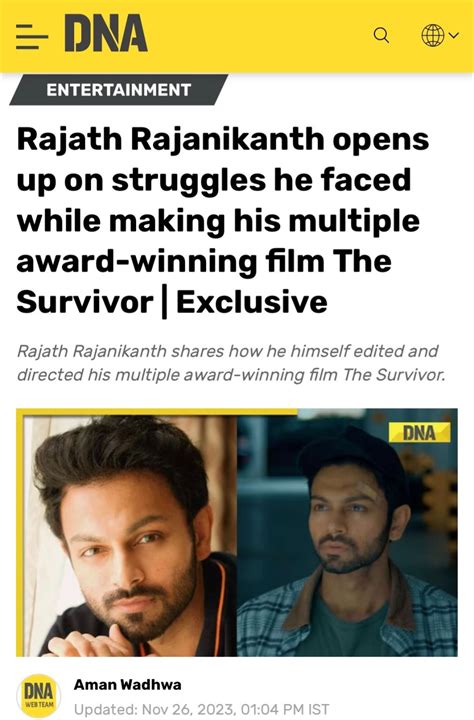 Rajath Rajanikanth On Linkedin Thesurvivor Actor Filmmaker Journey