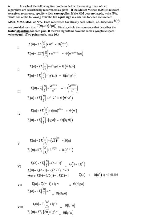 Solvedin Each Ofthe Following Five Problems Below The Running Times Of