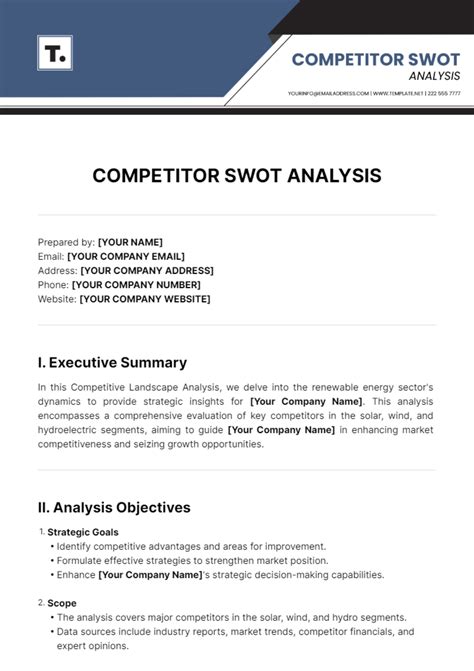 Free Competitor Swot Analysis Template To Edit Online