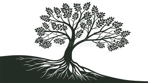 Ancient Tree With Exposed Roots Strength And Longevity Vector Design Generative Ai Stock