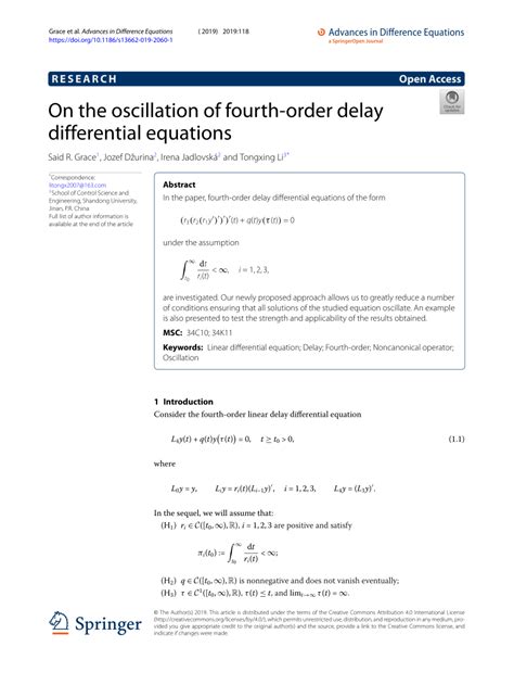 Pdf On The Oscillation Of Fourth Order Delay Differential Equations