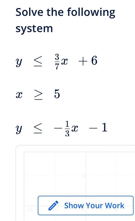 Answered Solve The Following System Y 1 2 X 6 X 5 Y X 1 5 Show Your