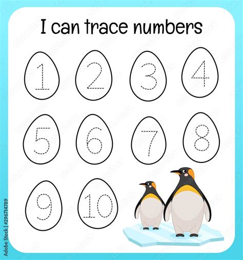 Handwriting Practice Sheet Learning Numbers 1 10 Educational Game For