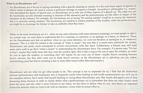 Solved What Is An Illocutionary Actan Illocutionary Act Is