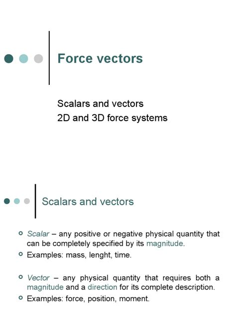 Force Vectors Scalars And Vectors 2d And 3d Force Systems Download