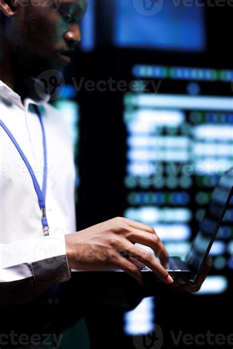 Admin Checking Event Logs And Diagnostic Tools Using Laptop To Identify Server Issues Root Cause