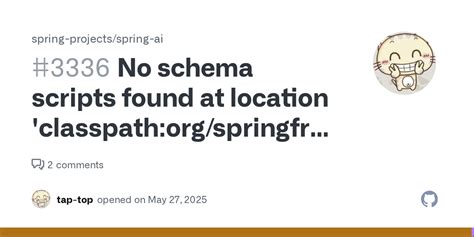 No Schema Scripts Found At Location Classpathorgspringframeworkai