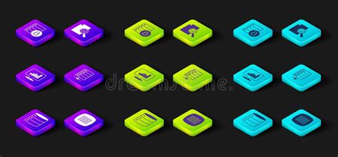 Set Server Binary Code Pie Chart Infographic Document With And