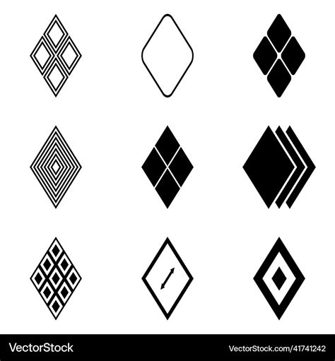 Rhombus Flat Icon Set Isolated On White Background
