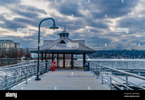 A Gazebo On The Pier At Gene Coulon Park In Renton Washington Stock