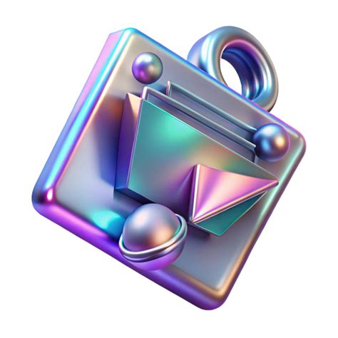 Abstract 3d Geometric Shapes Iridescent Metal Design 54716150 Png