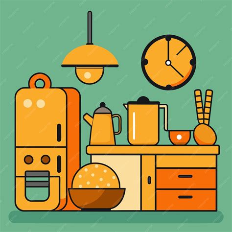 Premium Vector Kitchen Room Collection Vector Illustration