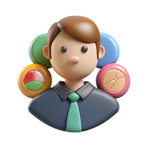 3d Avatar Businessperson With Data Analysis Icons 56093321 Png