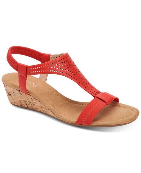 Alfani Step N Flex Vacanzaa Wedge Sandals Created For Macys In Red
