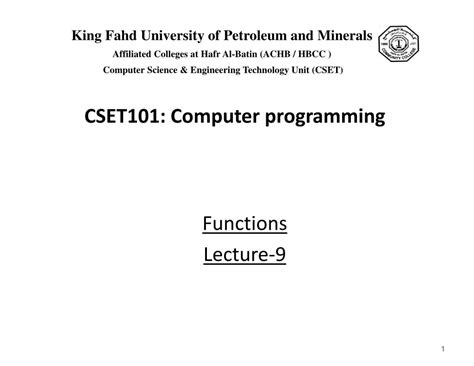 Ppt Functions Lecture 9 Powerpoint Presentation Free Download Id3859269
