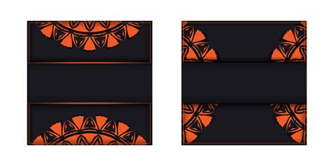 오렌지 패턴이 있는 블랙 의 엽서의 고급스러운 디자인 텍스트와 빈티지 장식을위한 공간이있는 초대 카드 디자인 0명에 대한 스톡