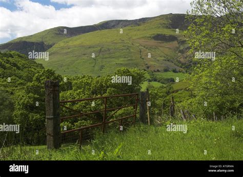The Western Flanks Of Cader Idris From The A487 Above Talyllyn Lake Snowdonia Wales Stock