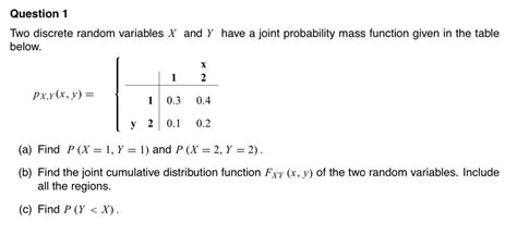 solved question 1 two discrete random variables x and y have