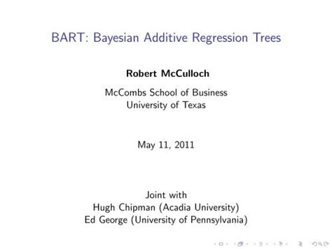 Bart Bayesian Additive Regression Trees Rob