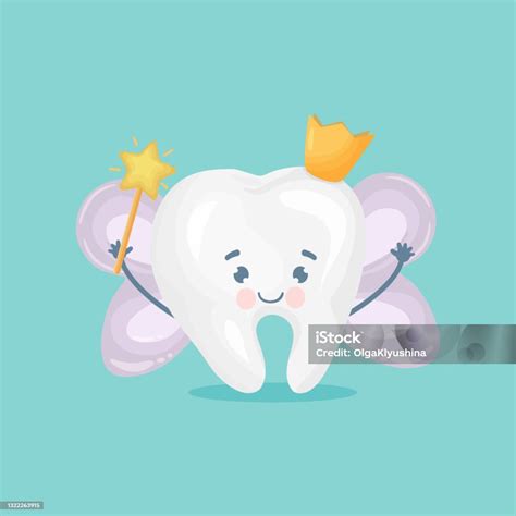 귀여운 치아 빛나는 효과 별 만화 캐릭터 구강 치과 위생 벡터와 함께 비행 요정 벡터 일러스트레이션 이빨에 대한 스톡 벡터 아트 및 기타 이미지 Istock