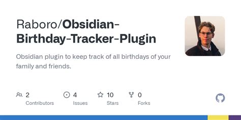 Github Raboroobsidian Birthday Tracker Plugin Obsidian Plugin To