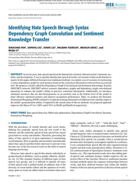 Pdf Identifying Hate Speech Through Syntax Dependency Graph