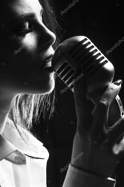Sexy Woman With Microphone Stock Photo By Tverdohlib Com