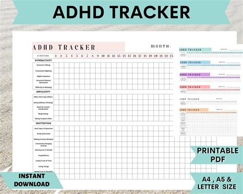 Adhd Planner Adhd To Do List Symptom Tracker Adhd Printable Adhd Tracker Adhd Chart Adhd