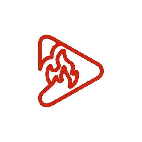 Premium Vector Play Button Fire Flame Line Symbol Logo Aplication