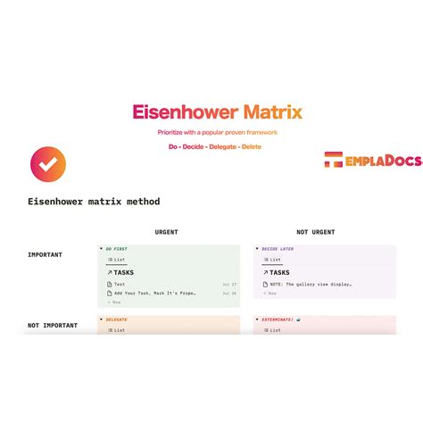 Notion Eisenhower Matrix