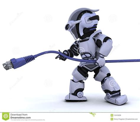Robot With RJ Network Cable D Render Of A Robot With RJ Network Cable Sponsored