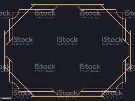 아르 데코 프레임 빈티지 선형 테두리 초대장 전단지 및 인사말 카드에 대한 템플릿을 디자인합니다 기하학적 황금 프레임 1920