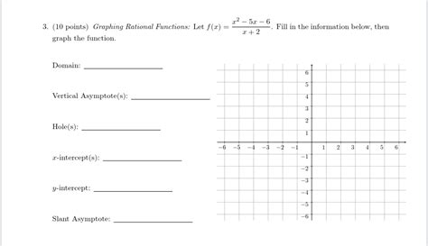 3 10 Points Graphing Rational Functions Let