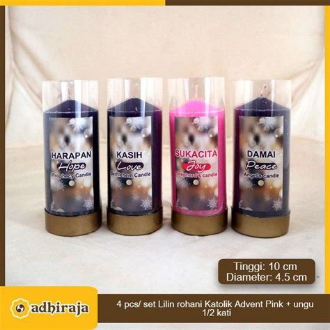 Jual Lilin Doa Advent Adven Ungu Pink Lilin Rohani Misa Natal 14 Cm Dan 10 Cm Shopee