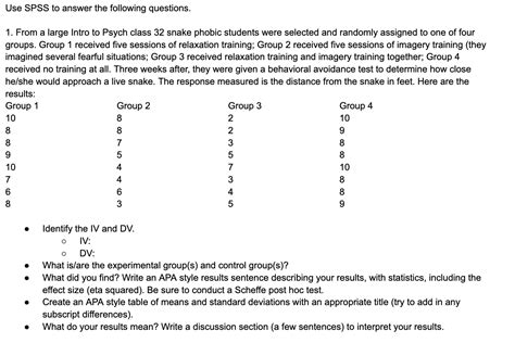 Solved Use SPSS To Answer The Following Questions 1 From A Chegg Com