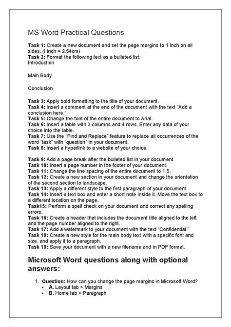 Ms Word Practical Questions I Inch 2 Task 2 Format The Following Text As A Bulleted List