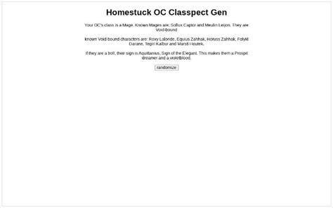Homestuck Oc Classpect Gen