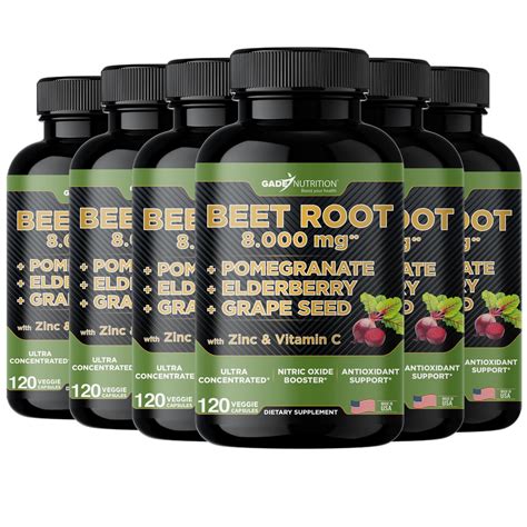 Beet Root Capsules Extra Strength 8000 Mg Gade Nutrition