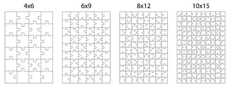 이미지를 오버레이하는 다양한 난이도 수준의 퍼즐 조각에 대한 템플릿 어린이 교육 게임 흑백 벡터 지그소 퍼즐에 대한 스톡 벡터 아트 및 기타 이미지 Istock
