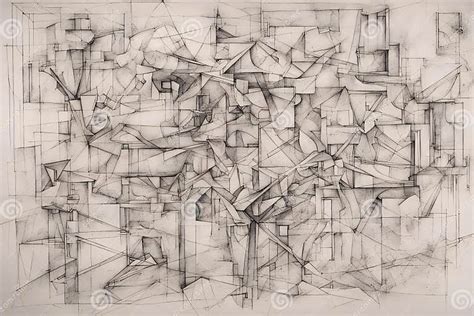 Architectural Sketch Of A Complex Multi Level Structure With Geometric Shapes And