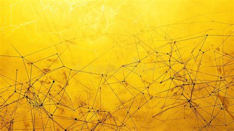 Abstract Yellow Background With Interconnected Dots And Lines
