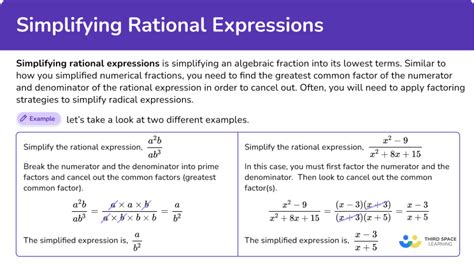 Simplifying Rational Expressions Math Steps Examples And More