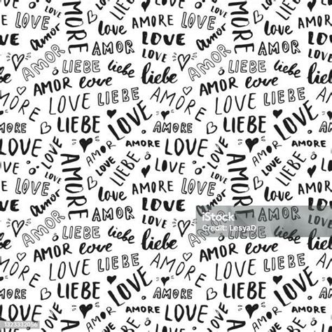 매끄러운 패턴 벡터 일러스트를 레터링 하는 사랑 다른 언어로 쓰여진 사랑 로맨틱 단어 배경 격언에 대한 스톡 벡터 아트 및 기타 이미지 Istock