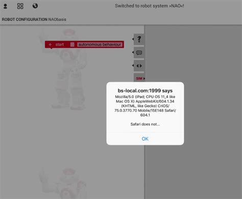 nao simulation with chrome ios · issue 1357 · openroberta