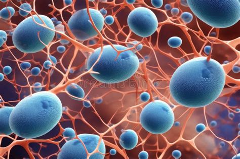 Abstract Organic Cell Structure With Textured Spheres And Network Stock Image Image Of