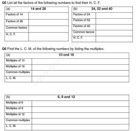 Cbse Class 4 Mathematics Multiple And Factor Assignment