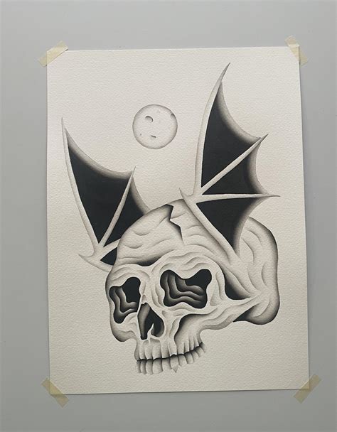 Fruit Bat Skull Tattoo