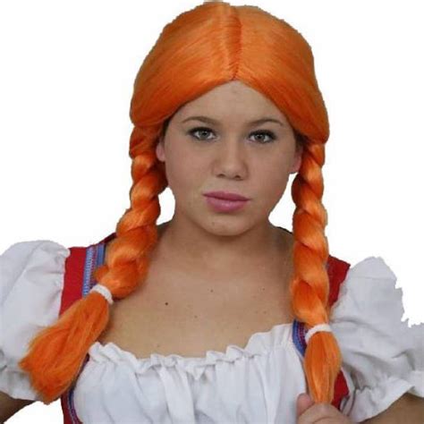 Αποκριάτικη Περούκα Ίσια με Κοτσιδάκια Πορτοκαλί A0140 Por Skroutz Gr