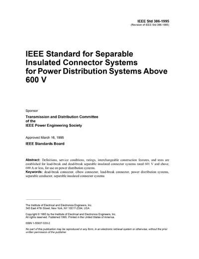 386 1995 Ieee Standard For Separable Insulated Connector Systems For Power Distribution