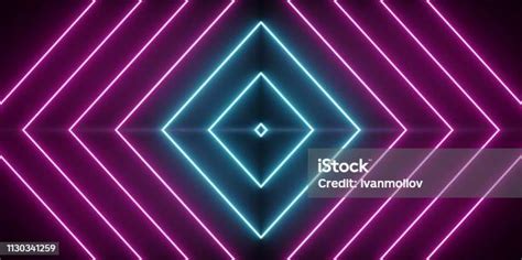 미래의 공상 과학 추상 파란색과 보라색 네온 빛 모양 검은 배경과 텍스트 3d 렌더링에 대 한 빈 공간을 가진 반사 콘크리트에